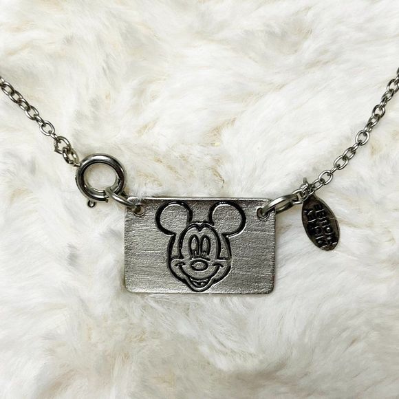 Disney | Jewelry | 525 Disney Silver Tone Mickey Mouse Rectangle ...